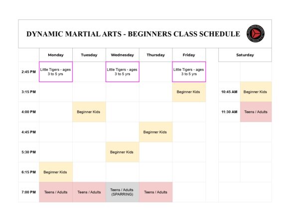 CLASS SCHEDULE | Dynamic Martial Arts